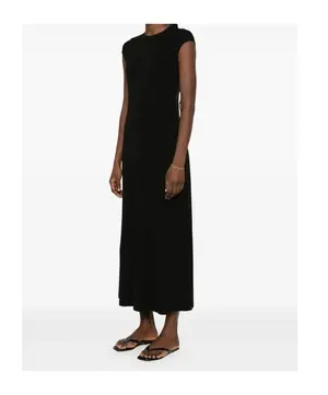 TOTEME Short-sleeved Crewneck Maxi Dress - Black