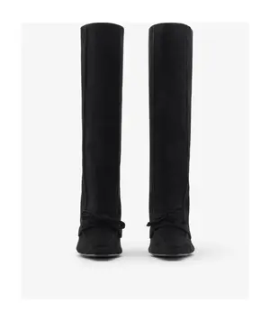 Burberry Square-toe Knee-high Boots With Bow Detailing