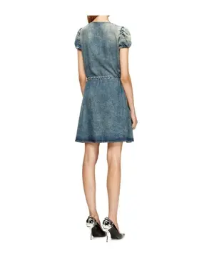 DIESEL® Puff Sleeve Buttoned Front Mini Dress