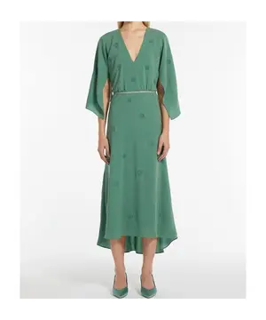 Max Mara Embellished V-neck Short-sleeved Dress