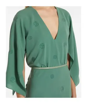 Max Mara Embellished V-neck Short-sleeved Dress
