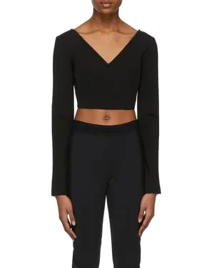 Givenchy V-neck Long-sleeve Cropped Top