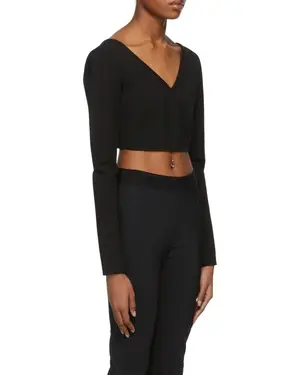 Givenchy V-neck Long-sleeve Cropped Top