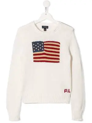 Ralph Lauren Embroidered Flag Pullover Sweater