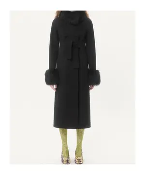 Valentino Garavani Faux Fur-trimmed Double-breasted Coat