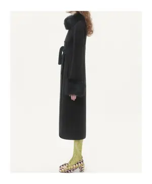 Valentino Garavani Faux Fur-trimmed Double-breasted Coat