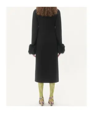 Valentino Garavani Faux Fur-trimmed Double-breasted Coat