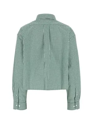 Miu Miu Checked Cropped Poplin Shirt - Gray