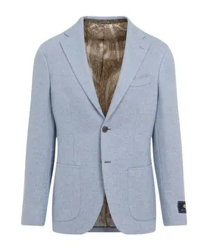 Etro Logo Patch Single-breasted Blazer - Light Blue