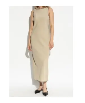 SAMSOE SAMSOE Sleeveless Contrast Stitch Maxi Dress - Nude