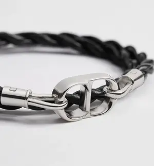 Dior Cd Icon Woven Double Bracelet - Black
