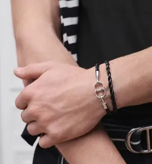 Dior Cd Icon Woven Double Bracelet - Black