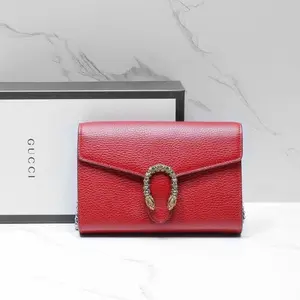 Gucci Dionysus Leather Mini Chain Bag - Red