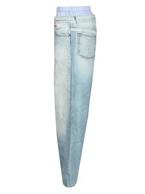 Acne Studios Relaxed Fit Trompe L'oeil Print Trousers - Light Blue