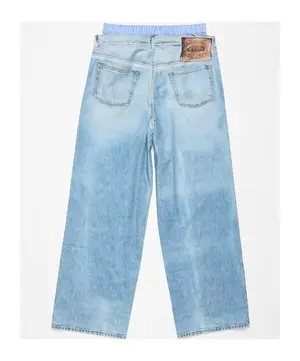 Acne Studios Relaxed Fit Trompe L'oeil Print Trousers - Light Blue