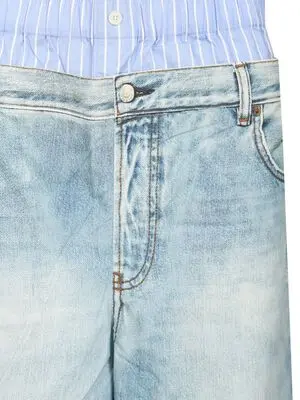 Acne Studios Relaxed Fit Trompe L'oeil Print Trousers - Light Blue