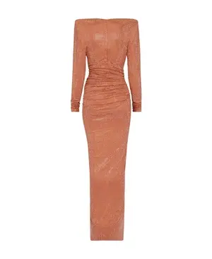 Alexandre Vauthier Crystal V-neck Long Dress