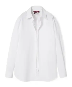 Gucci Embossed Logo Long Sleeve Shirt With Tie Detail