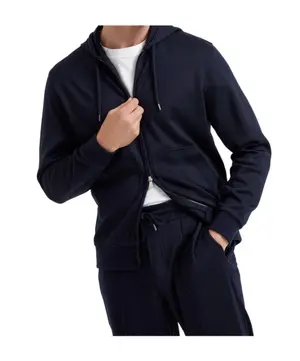 Brunello Cucinelli French Terry Hooded Sweatshirt - Navy Blue