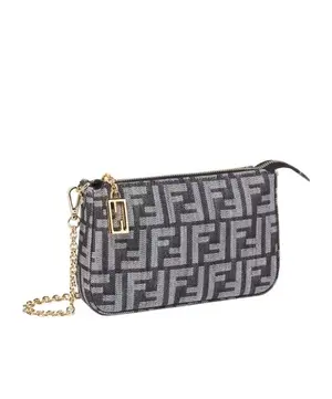 Fendi Baguette Ff Jacquard Pouch - Gray