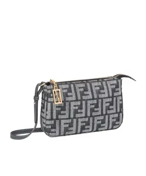 Fendi Baguette Ff Jacquard Pouch - Gray