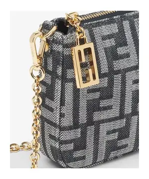 Fendi Baguette Ff Jacquard Pouch - Gray
