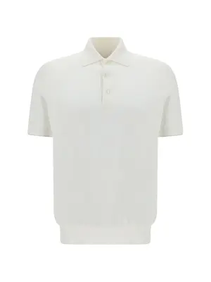 Brunello Cucinelli Short-sleeved Buttoned Polo Shirt - White