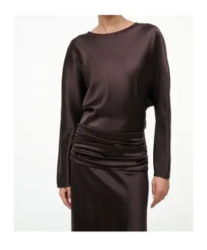 Staud Long Sleeve Ruched Maxi Dress