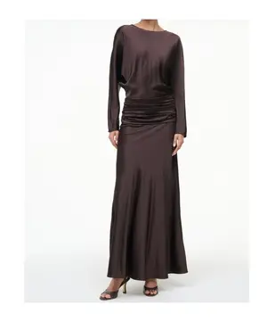 Staud Long Sleeve Ruched Maxi Dress