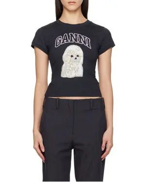 GANNI Poodle Graphic T-shirt - Black