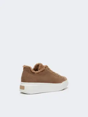 Max Mara Round Toe Lace-up Sneakers - Hazelnut Brown