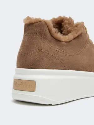 Max Mara Round Toe Lace-up Sneakers - Hazelnut Brown