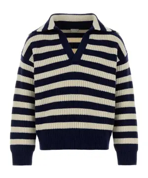 Bottega Veneta V-neck Striped Knit Jumper - Black