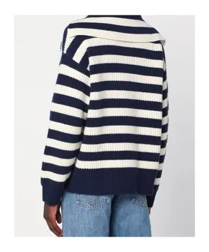 Bottega Veneta V-neck Striped Knit Jumper - Blue