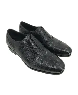 FERRAGAMO Embossed Leather Lace-up Oxford Shoes