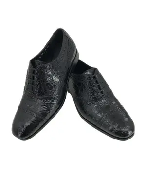 FERRAGAMO Embossed Leather Lace-up Oxford Shoes