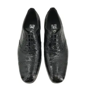 FERRAGAMO Embossed Leather Lace-up Oxford Shoes