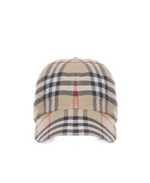 Burberry Checked Baseball Cap - Nude