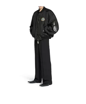 Balenciaga Large-fit Bomber Jacket With Patch Detail