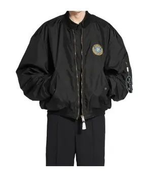 Balenciaga Large-fit Bomber Jacket With Patch Detail