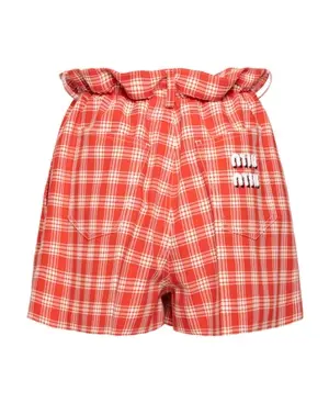 Miu Miu Plaid Paperbag Waist Shorts