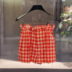 Miu Miu Plaid Paperbag Waist Shorts