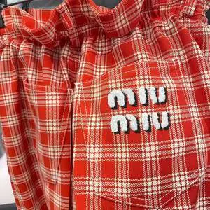 Miu Miu Plaid Paperbag Waist Shorts