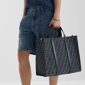 Fendi Ff Jacquard Top Handle Bag - Blue