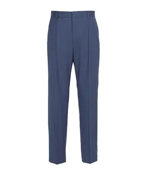 Hugo Boss Tailored Slacks With Belt Loops And Concealed Zip - Blue