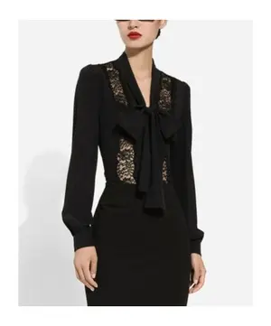 Dolce & Gabbana Lace Inset Bow Blouse