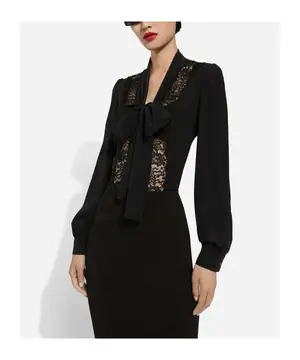 Dolce & Gabbana Lace Inset Bow Blouse