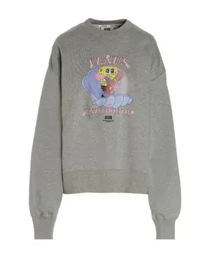 Gcds GCDS X Spongebob Graphic Printed Crewneck Sweatshirt Gray