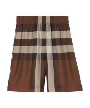 Burberry Checked Elasticated-waist Shorts - Brown
