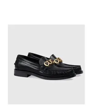Gucci Logo Plaque Slip-on Loafers - Black